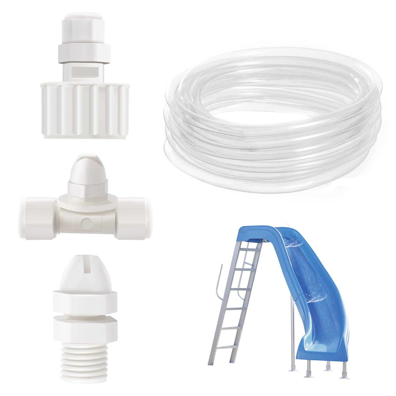 Pool Slide Water Tubing Kit, Spray Hose Kit/Parts for Inground Pool Slide, Swimming Pool Slide Water Sprayer