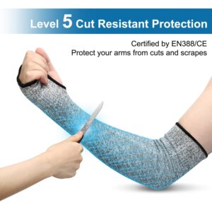 Geyoga Arm Protection Sleeves Level 5 Cut 2 Pairs Heat Resistant Sleeves Protectors for Thin Skin Bruising Men Women(Gray, Black,Large)