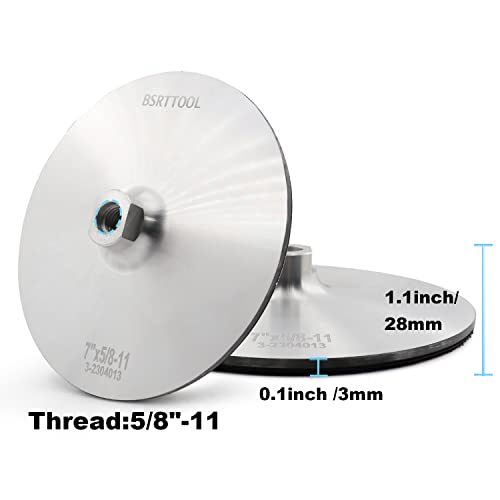 BSRTTOOL 7 Inch Aluminum Backer Pad - Hook Loop Backing Pad 5/8"-11 Thread Angle Grinder Use (7 INCH)