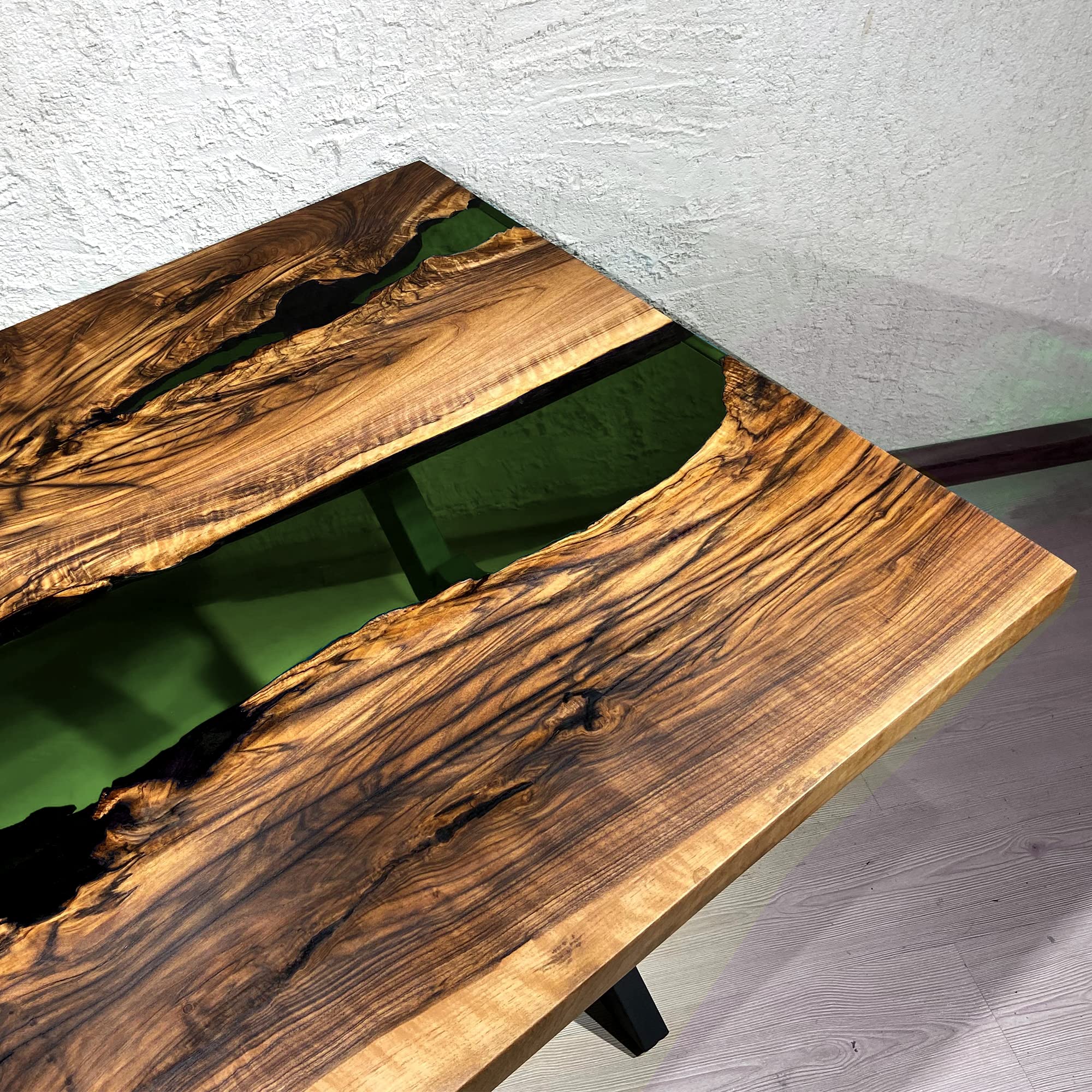 35" x 78" Epoxy Dining Table | Epoxy Resin Table | Live Edge River Table | Emerald Green Epoxy River Table | Green Epoxy Table | Walnut Table