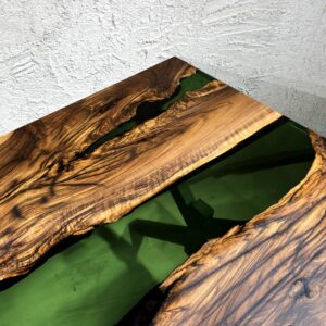 35" x 78" Epoxy Dining Table | Epoxy Resin Table | Live Edge River Table | Emerald Green Epoxy River Table | Green Epoxy Table | Walnut Table