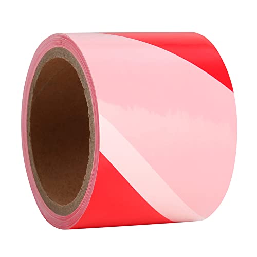 VICMORE High Visibility Red White Stripe Caution Tape 3" x 300' Roll for Safety & Warning Durable & Eye-Catching Barrier Tape for Construction, Hazards, and Events Easily Spotted Hazard Tape