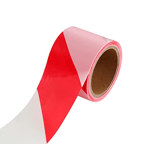 VICMORE High Visibility Red White Stripe Caution Tape 3" x 300' Roll for Safety & Warning Durable & Eye-Catching Barrier Tape for Construction, Hazards, and Events Easily Spotted Hazard Tape