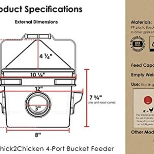 RentACoop Chick2Chicken 10lb Feeder & 2 Gal Waterer Set with Gravity Feed Refill & Auto-Fill Cups - BPA-Free Food & Water Buckets for Up to 20 Chicks or 12 Adult Chickens