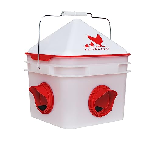 RentACoop Chick2Chicken 10lb Feeder & 2 Gal Waterer Set with Gravity Feed Refill & Auto-Fill Cups - BPA-Free Food & Water Buckets for Up to 20 Chicks or 12 Adult Chickens