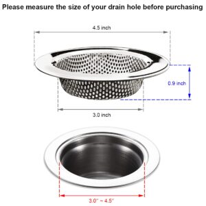 Seatery 2PCS Kitchen Sink Strainers, Sink Drain Basket Strainer, 4.5 Inch Stainless Steel Food Scraps Catcher, Must Have Kitchen Sink Accessories