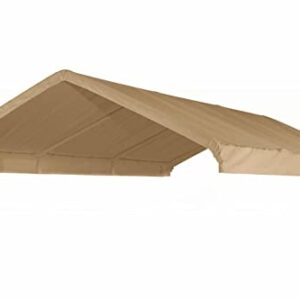 Heavy Duty Valance Replacement Canopy Tarp Top Carport Cover W/Ties (Choose Size) (Choose Color) (18x20, Tan)