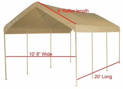 Heavy Duty Valance Replacement Canopy Tarp Top Carport Cover W/Ties (Choose Size) (Choose Color) (18x20, Tan)