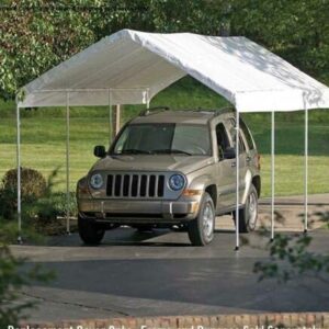 Heavy Duty Valance Replacement Canopy Tarp Top Carport Cover W/Ties (Choose Size) (Choose Color) (18x20, Tan)