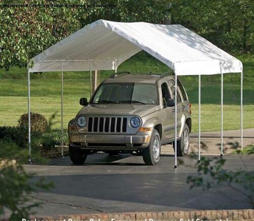 Heavy Duty Valance Replacement Canopy Tarp Top Carport Cover W/Ties (Choose Size) (Choose Color) (18x20, Tan)