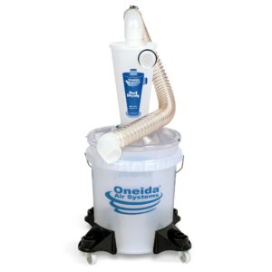 oneida air systems dust deputy deluxe cyclone separator kit with caster mounts and clear collapse-proof bucket for wet/dry shop vacuums (dd deluxe 5-gal)