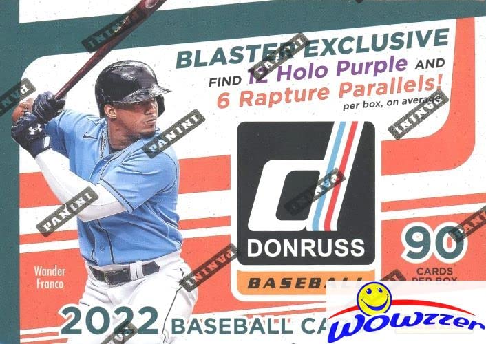 2022 Donruss Baseball MASSIVE EXCLUSIVE Factory Sealed Blaster Box with 90 Cards! Look for Rookies & Autos of Wander Franco Plus Exclusive Purple & Rapture PARALLELS! WOWZZER!