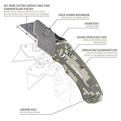 Olympia Tools 33-209 Design Folding Utility Knife, Digital Camo