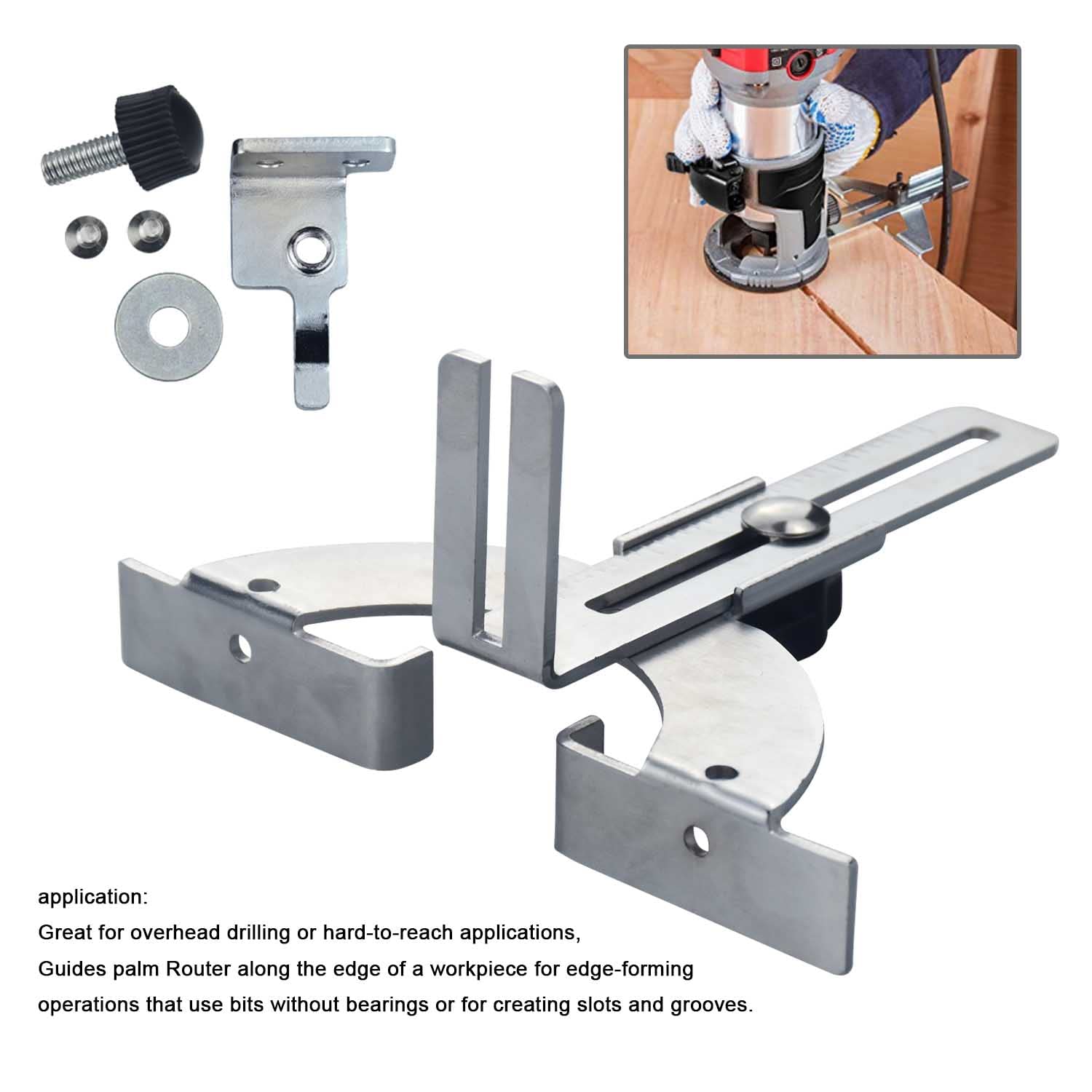 PR102 Palm Router Edge Guide for Bosch GKF125CE, PR10E and PR20EVS Palm Routers’ PR001 and PR101 Fixed Bases - Included Mounting Hardware, Allows Adjustment up to 3-5 8 in.