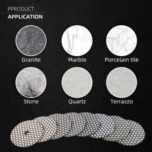 Diamond Polishing Pads, ZFE 9Pcs 4 Inch 100mm Dry Polishing Pads Set with 5/8”-11 Backing Plate for Granite Concrete Marble Quartz Stone Countertop Polishing