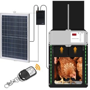 automatic chicken coop door with solar panel, solar powered chicken coop door with timer and light sensor, weatherproof full aluminum chicken door, auto chicken door opener for home farms