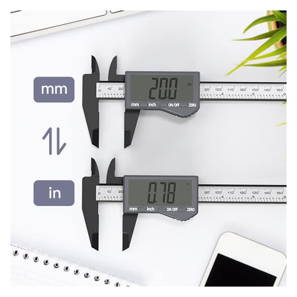 Digital Caliper, 0-6" Calipers Measuring Tool - Electronic Micrometer Caliper with Large LCD Screen, Auto-Off Feature, Inch and Millimeter Conversion