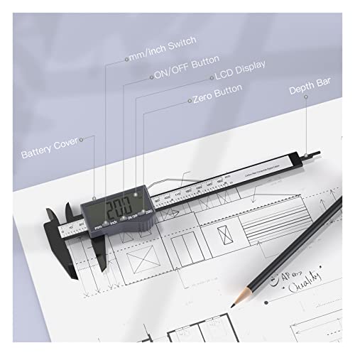 Digital Caliper, 0-6" Calipers Measuring Tool - Electronic Micrometer Caliper with Large LCD Screen, Auto-Off Feature, Inch and Millimeter Conversion