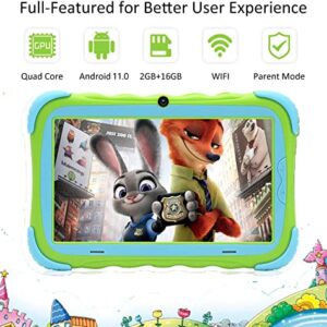 Wainyok Kids Tablet, 7 inch Eye Protection IPS Screen, 2GB 16GB WiFi Tab, Dual Camera, Bluetooth & Kids-Proof Case Android11 Tablet