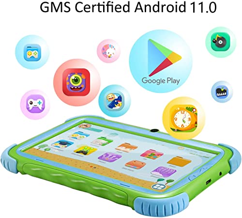 Wainyok Kids Tablet, 7 inch Eye Protection IPS Screen, 2GB 16GB WiFi Tab, Dual Camera, Bluetooth & Kids-Proof Case Android11 Tablet