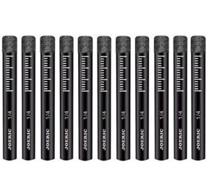 joeric black 1/4" dry diamond drill bits set, 11 pcs 6mm diamond core drill bit with storage bottle for granite marble tile ceramic stone glass hard materials (not for wood)