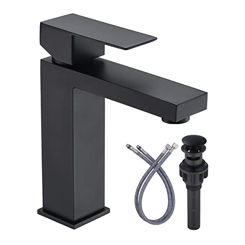 Black Bathroom Faucet ARCORA Matte Black Faucet for Bathroom Sink Modern Single Hole Bathroom Faucet with cUPC Supply Lines and Pop Up Drain