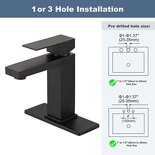 Black Bathroom Faucet ARCORA Matte Black Faucet for Bathroom Sink Modern Single Hole Bathroom Faucet with cUPC Supply Lines and Pop Up Drain