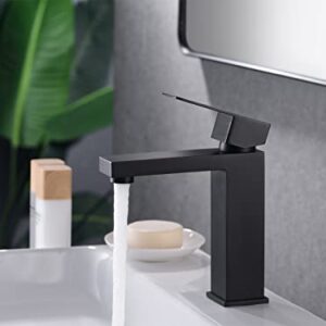 Black Bathroom Faucet ARCORA Matte Black Faucet for Bathroom Sink Modern Single Hole Bathroom Faucet with cUPC Supply Lines and Pop Up Drain