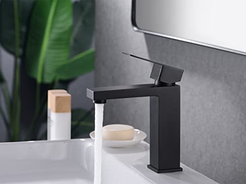 Black Bathroom Faucet ARCORA Matte Black Faucet for Bathroom Sink Modern Single Hole Bathroom Faucet with cUPC Supply Lines and Pop Up Drain