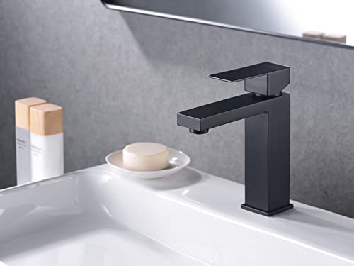 Black Bathroom Faucet ARCORA Matte Black Faucet for Bathroom Sink Modern Single Hole Bathroom Faucet with cUPC Supply Lines and Pop Up Drain