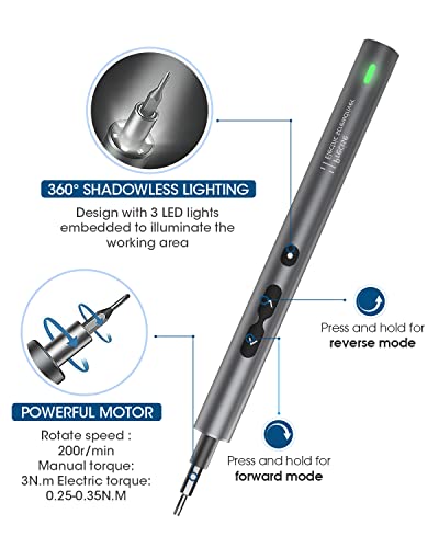 Kingsdun Mini Electric Screwdriver, 51 in 1 Cordless Precision Power Screwdriver Set with 48 Magnetic Bits, Rechargeable Repair Tool Kit with LED Lights for Phones Camera Watch Conputers Laptops Toys