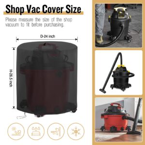 Kingling Cover for Shop Vac, Wet and Dry Shop Vacuum Cleaners Dust Cover Protection for 12-16 Gallon Shop Wet Dry Vacuums Black - 24''D x 26.5''H