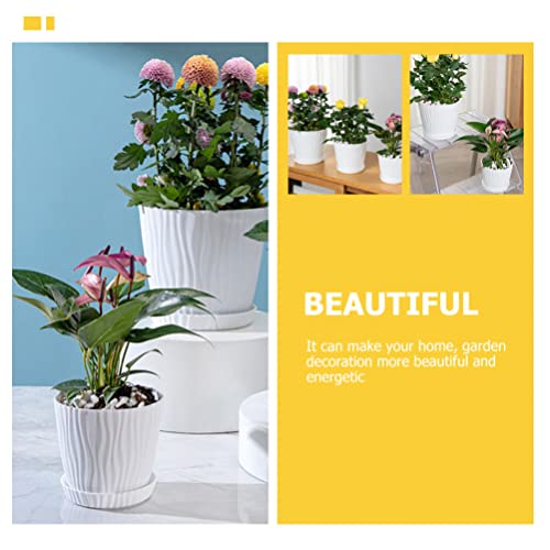 GANAZONO 2 Sets Flowerpot Round Plant Pots Succulent Vase Succulent Planter Bowl Planters for Outdoor Plants Starting Plastic Planter Pot Garden Flower Pot White Pot Multipurpose