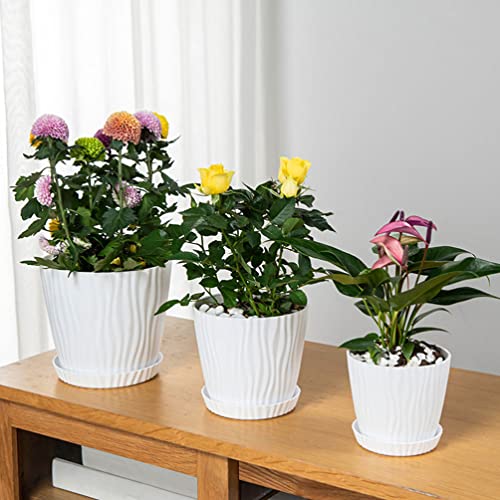 GANAZONO 2 Sets Flowerpot Round Plant Pots Succulent Vase Succulent Planter Bowl Planters for Outdoor Plants Starting Plastic Planter Pot Garden Flower Pot White Pot Multipurpose