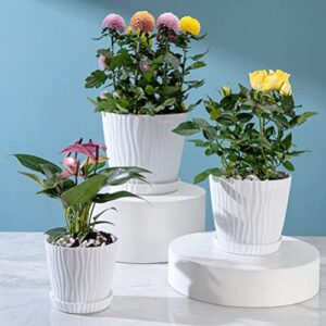 GANAZONO 2 Sets Flowerpot Round Plant Pots Succulent Vase Succulent Planter Bowl Planters for Outdoor Plants Starting Plastic Planter Pot Garden Flower Pot White Pot Multipurpose