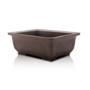 yokkaichi banko yaki bonsai pot ceramic rectangle window shaped decorations noglazed (6.5")