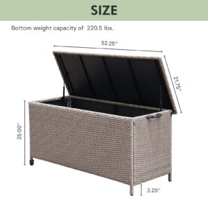 Grand patio 108 Gallon Deck Storage Box Indoor Outdoor Wicker Bin for Patio Furniture Cushions Toys Garden Tools Pool Accessories, Greige