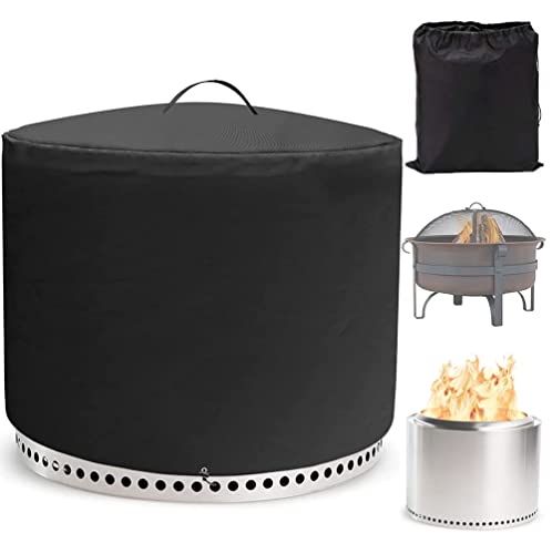 Fire Pit Cover for Stove Bonfire,22" D x 14" H Round Fire Bowl Cover Heavy Duty Waterproof, Outdoor Patio Firepit Table Cover, 420D Suitable for Camping Fire Pit Accessories, Draw Rope Windproof