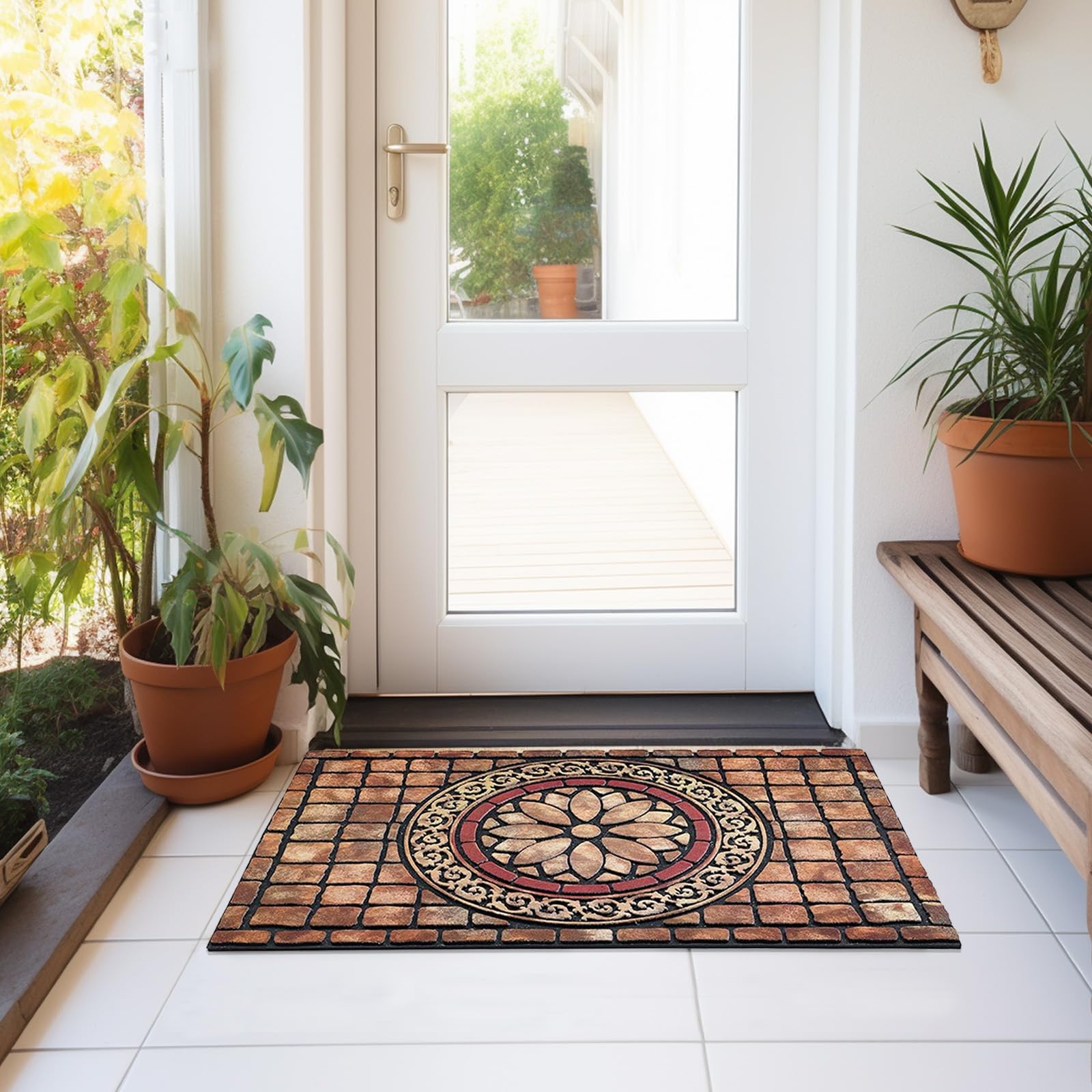 CHICHIC Rectangle Entrance Door Mat Large 18 x 30 Inch High Traffic Area Entry Way Doormat Front Door Rugs Outdoors Heavy Duty Welcome Mat, Non Slip Rubber Back Low Profile for Garage