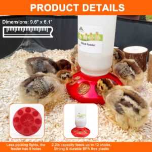 ZenxyHoC 1L Chick Feeder and 1.5L Chick Waterer Kit with 3 Adjustable Heights Combo for Baby Chicken Duck Brooder