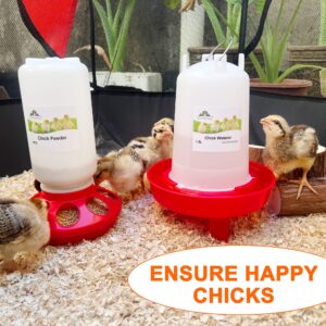 ZenxyHoC 1L Chick Feeder and 1.5L Chick Waterer Kit with 3 Adjustable Heights Combo for Baby Chicken Duck Brooder