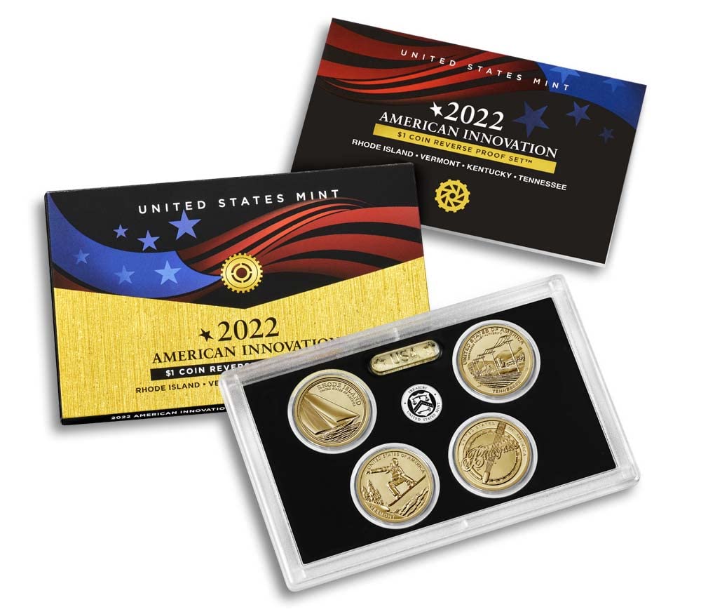 2022 S American Innovation Reverse Proof 22GC 4 Coin Set $1 US Mint Proof