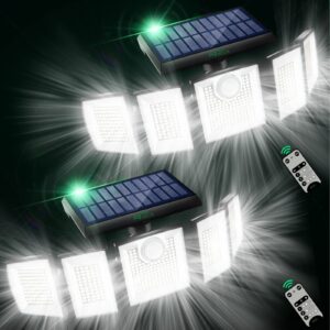 solar lights outdoor waterproof motion sensor - 2023 newest 416 leds 3000 lumens super bright 3 brightness 3 modes 2400mah 360° illumination 32ft solar flood lights security light outdoor - 2pack