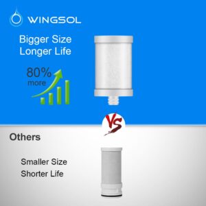 WINGSOL Stainless-Steel Faucet Water Filter, Faucet Mount Water Filtration System, Tap Water Filter, Reduce Heavy Metals, Chlorine and Bad Taste, 320G Long Lasting -1 Filter Included