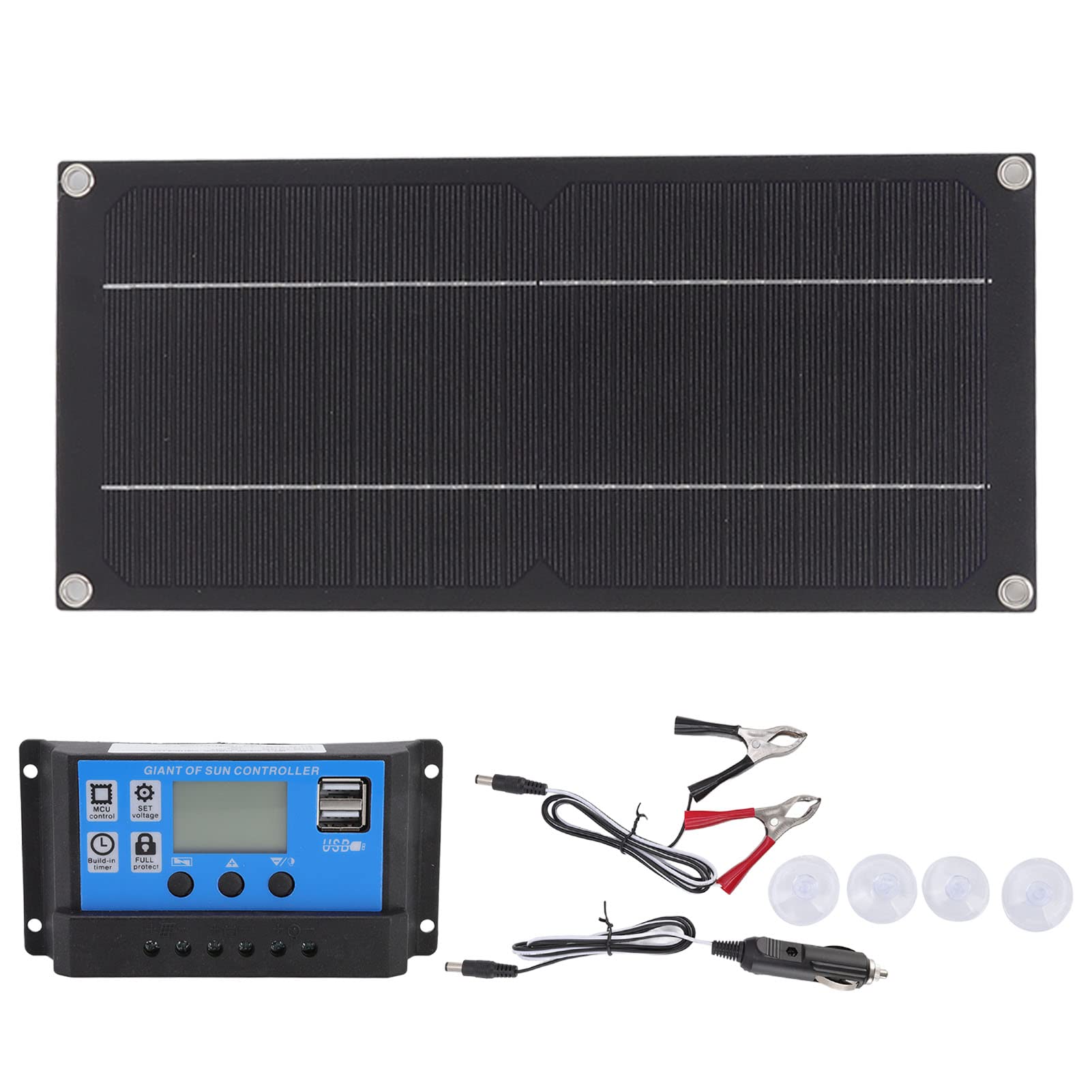 Fewb 600W 18V Solar Panel Kit, Solar Power Panel Battery Charger with Solar Charge Controller, Solar Panel Charging Kit for Home RV Boats Trailer Off Grid System, default