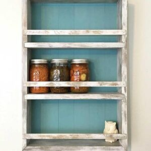 Mansfield Cabinet No. 102 - Solid Wood Spice Rack Cabinet White Wash/Mustard Yellow