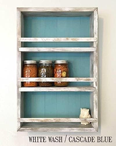 Mansfield Cabinet No. 102 - Solid Wood Spice Rack Cabinet White Wash/Mustard Yellow