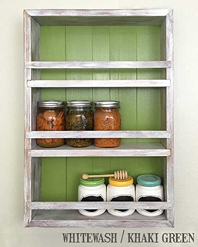 Mansfield Cabinet No. 102 - Solid Wood Spice Rack Cabinet White Wash/Mustard Yellow