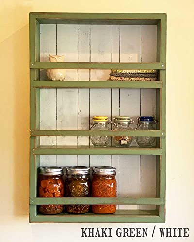 Mansfield Cabinet No. 102 - Solid Wood Spice Rack Cabinet White Wash/Mustard Yellow