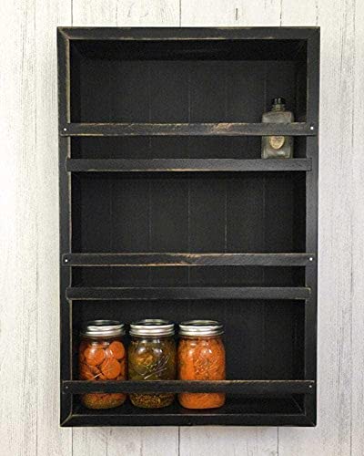 Mansfield Cabinet No. 102 - Solid Wood Spice Rack Cabinet Black/Castle Grey